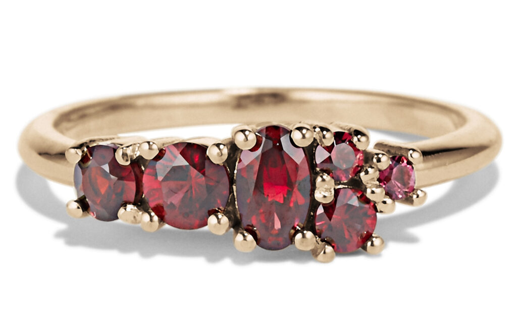 Linear Cluster Garnet Ring | Bario Neal